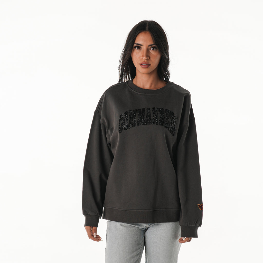 Washington Commanders Women's Crystal Rock Crew Neck Fleece - Charcoal ...